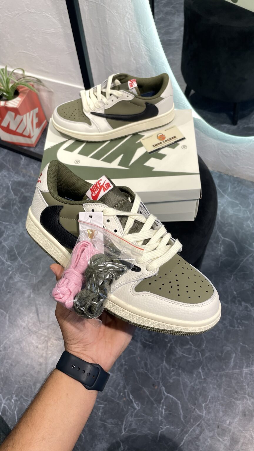 Travis Scott x Air Jordan 1 Low Medium Olive - Shoe Locker
