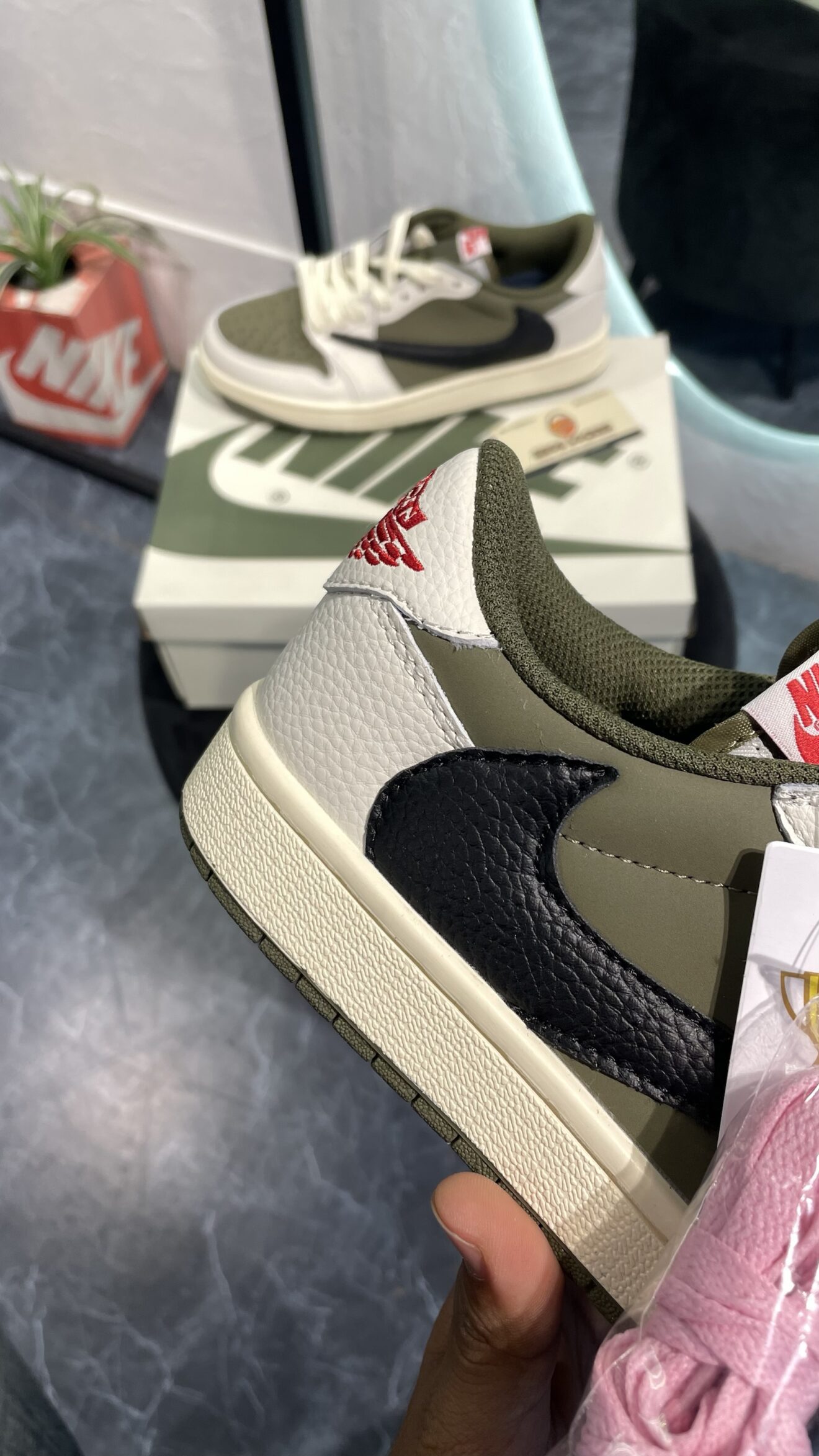 Travis Scott x Air Jordan 1 Low Medium Olive - Shoe Locker